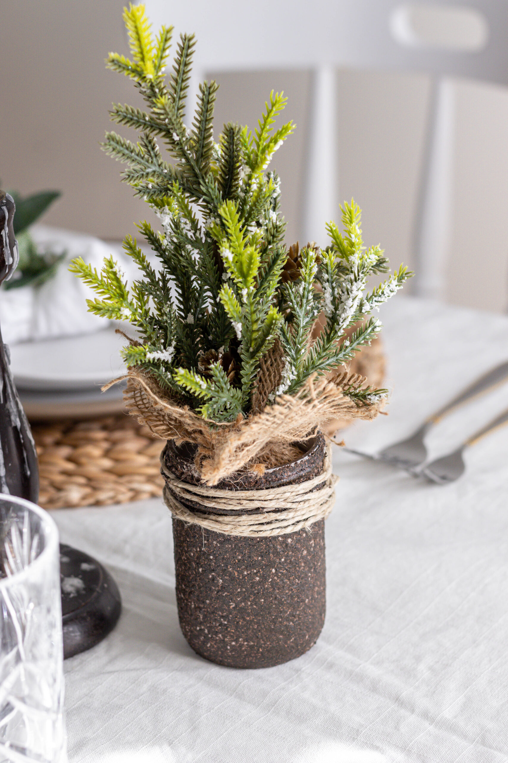 Easy Holiday Mason Jar DIY: Stone Tree Planters - MAY EIGHTY FIVE