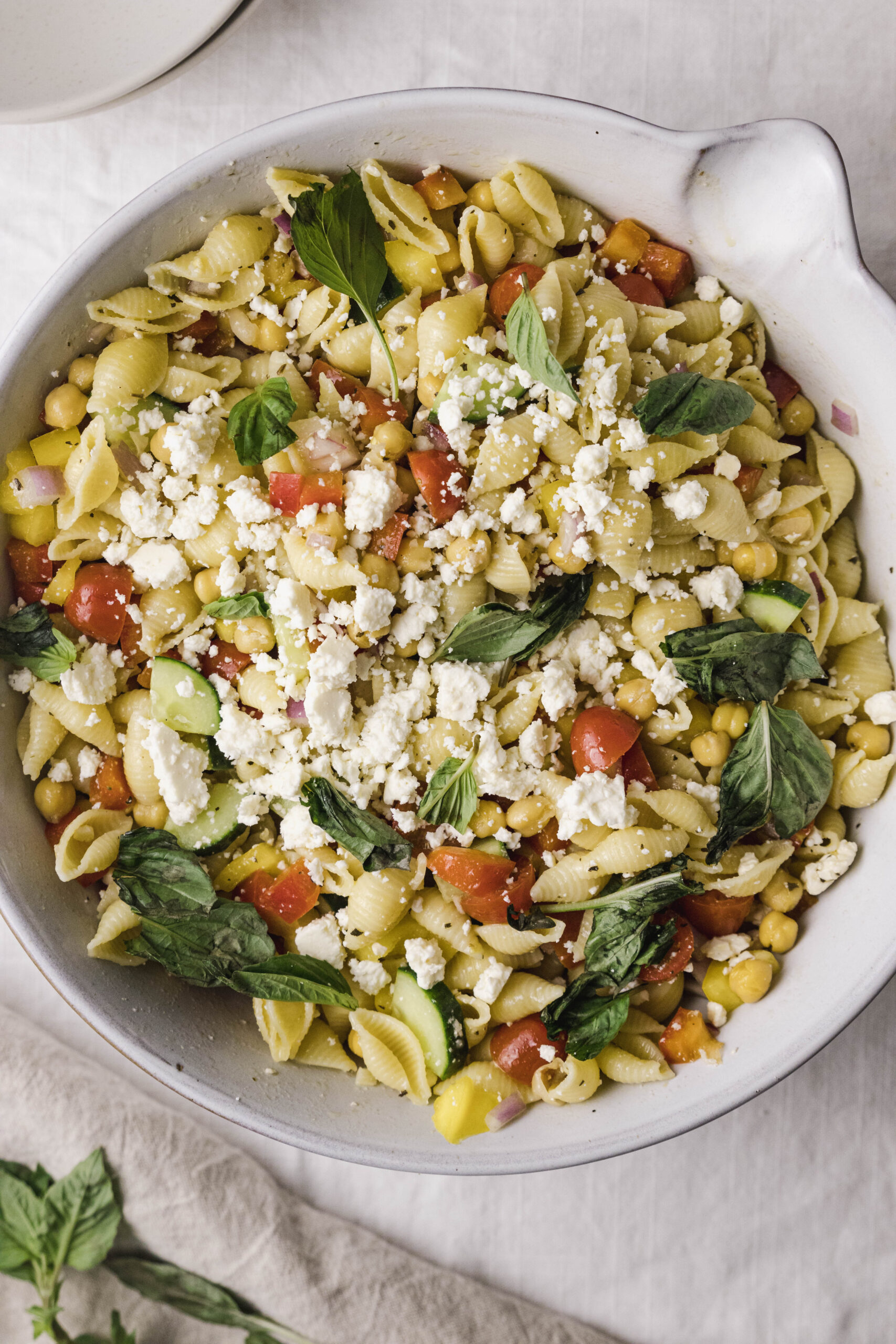 Chickpea Pasta Salad with Feta Dressing - may eighty five