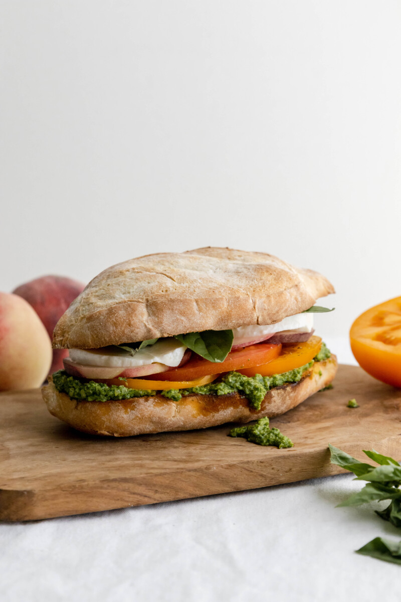 Caprese Sandwich (with Arugula Pesto & Peaches!) - may eighty five